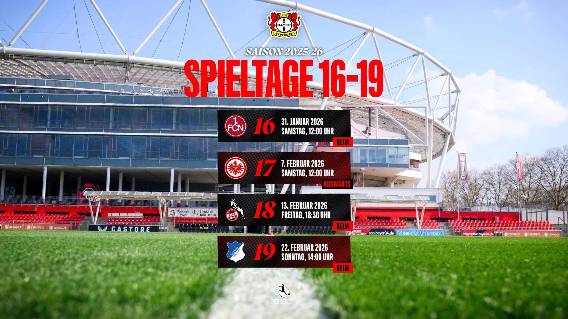 Women: Home derby on a Friday night - matchdays 16 - 19 scheduled ...