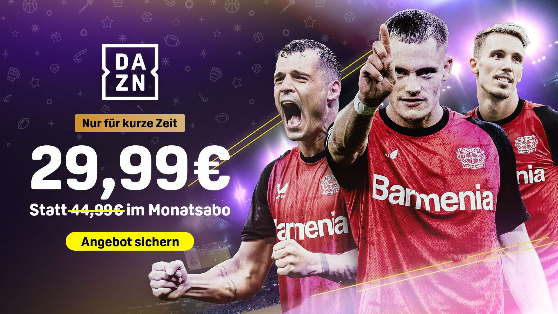 DAZN Monatsabo für 29,99€ statt 44,99€ | Bayer04.de